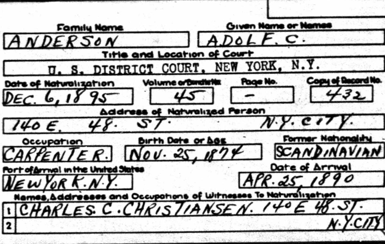 The Marriage of Adolph Anderson and Katherine McCauley – Four Bernards ...